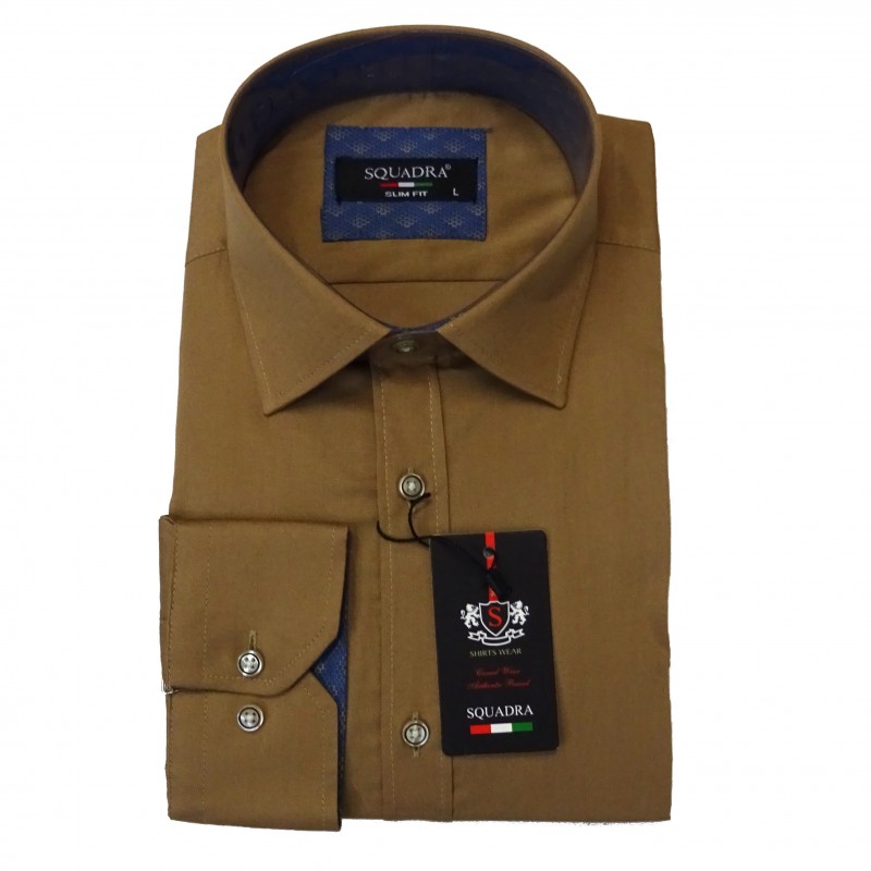 SQUADRA ΠΟΥΚΑΜΙΣΟ SLIM FIT - CAMEL | ΑΝΔΡΙΚΑ ΡΟΥΧΑ | ΠΟΥΚΑΜΙΣΑ